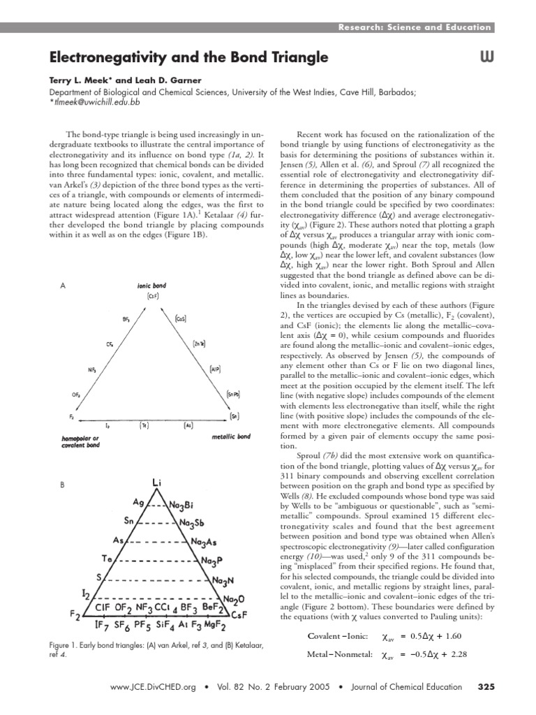 Electronegativity and Bond Types Triangle | PDF | Chemical Compounds ...