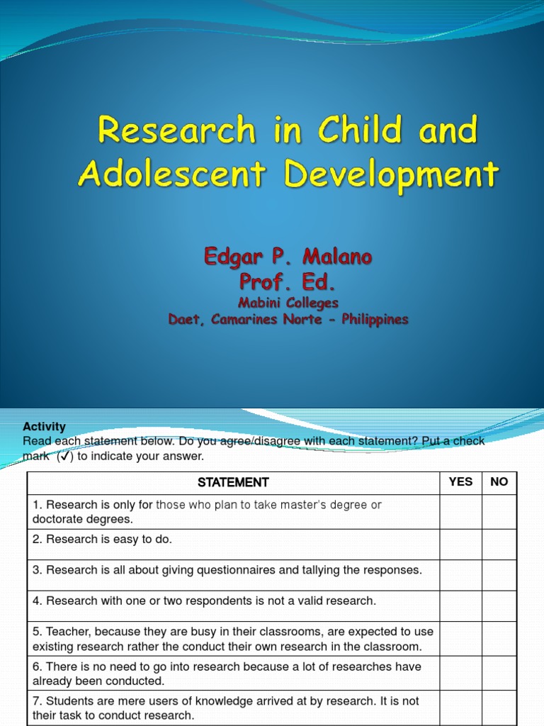 Research in Child and Adolescent Part 2 | PDF | Scientific Method ...