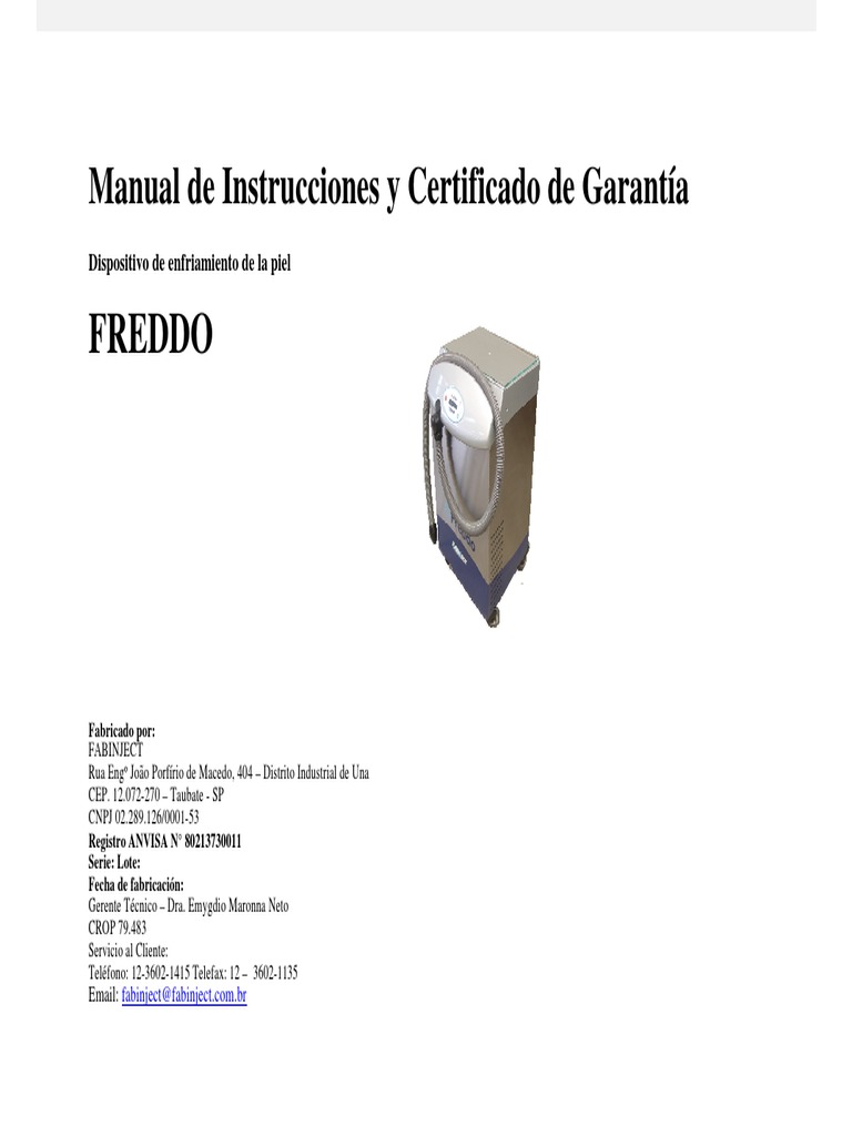 Fabinjet Freddo Manual - Spanish | PDF | Refrigeración | Agua