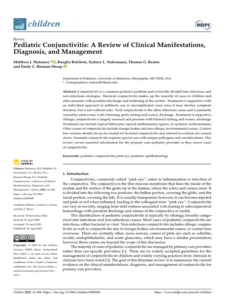 1. Pediatric Conjunctivitis a Review of Clinical Manifestations ...