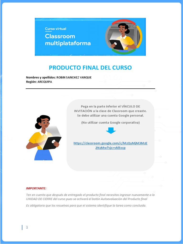 Plantilla Producto Final (CLASSROOM) | PDF