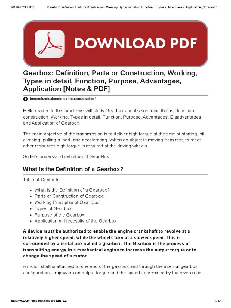 Gearbox: Definition and Components Guide | PDF | Manual Transmission ...