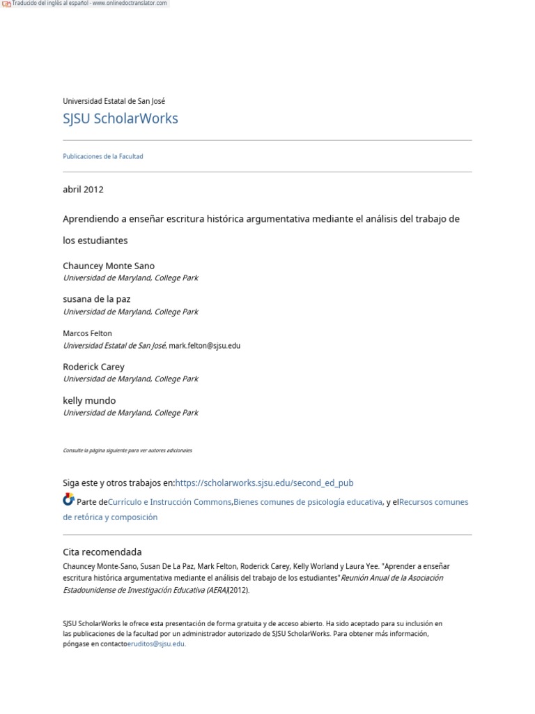 Learning To Teach Argumentative Historical Writing by Analyzing S.en ...