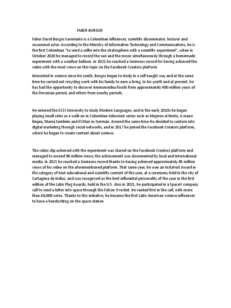 Faber Burgos Influencer Cientifico | PDF