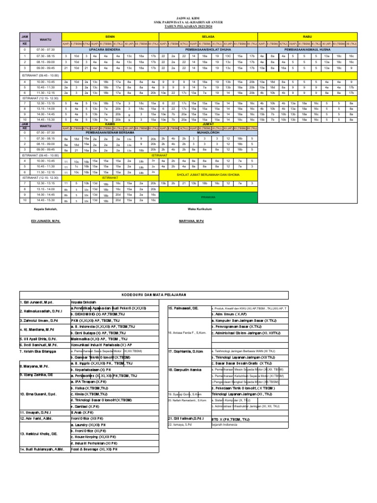 Jadwal KBM 2023 | PDF