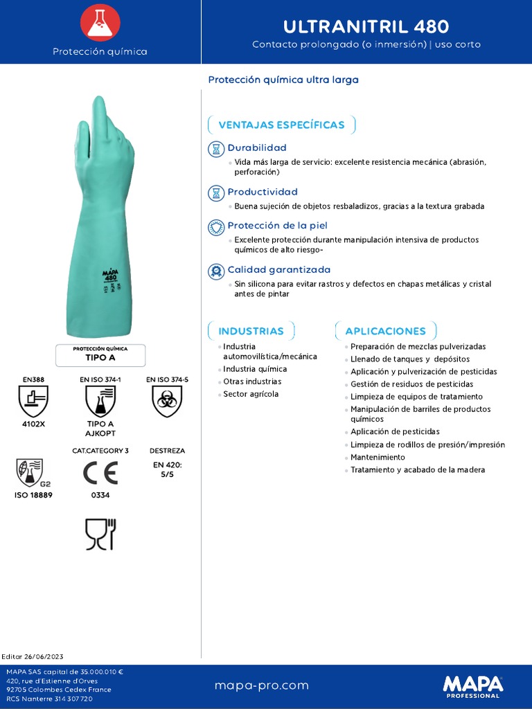 MAPA DataSheet Ultranitril 480 Ar Es | PDF | Química | Materiales