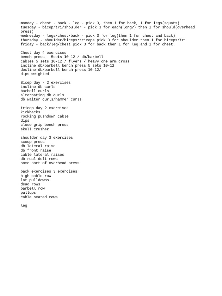 Exercise List | PDF | Sports & Recreation