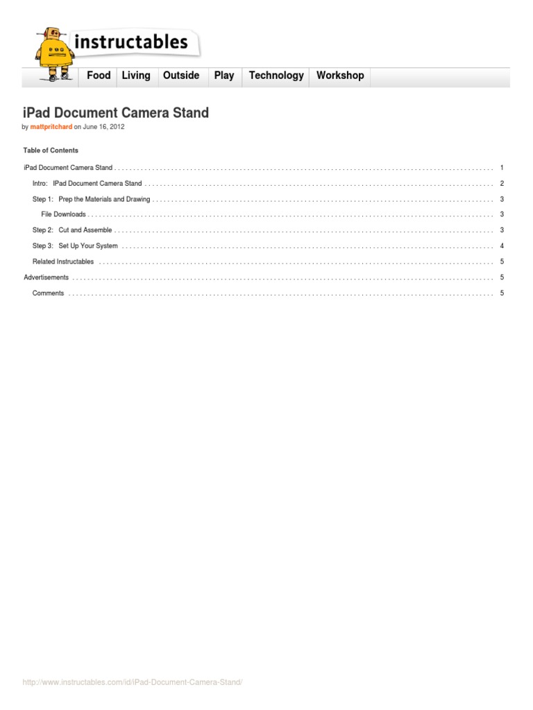 DIY iPad Document Camera Stand | PDF | I Pad | Equipment