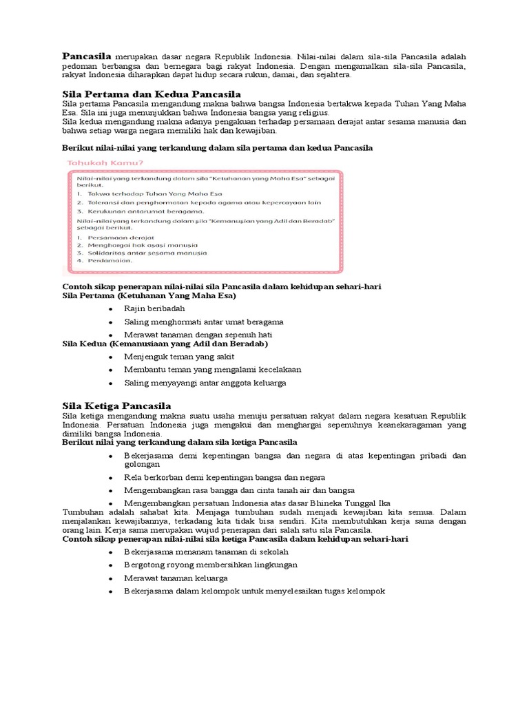 Nilai Nilai Pancasila Sila Ke 1-5 | PDF | Ilmu Sosial
