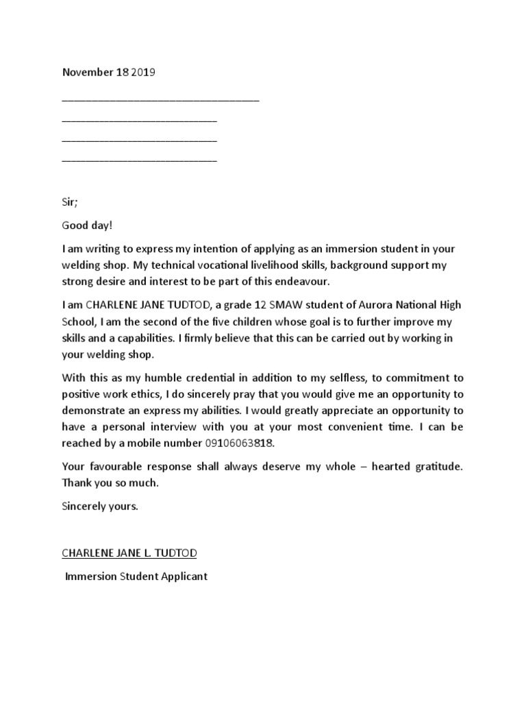 Application Letter Smaw | PDF | Welding | Construction