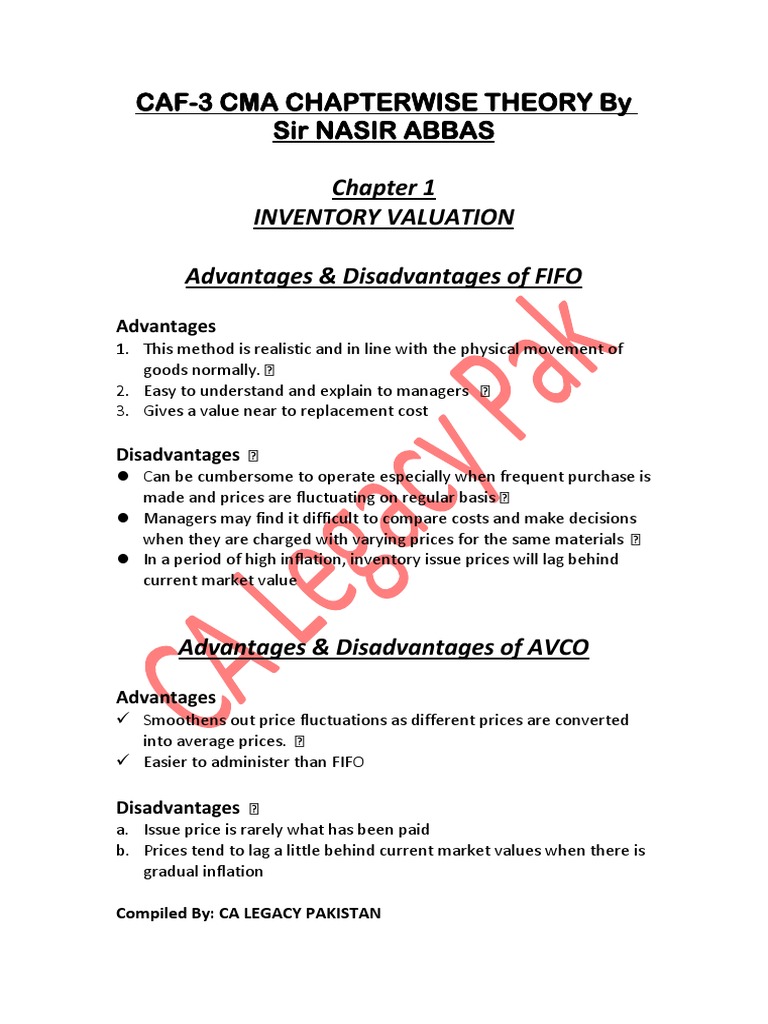 CMA Chapterwise Theory by Sir Nasir Abbas | PDF | Business | Finance & Money Management