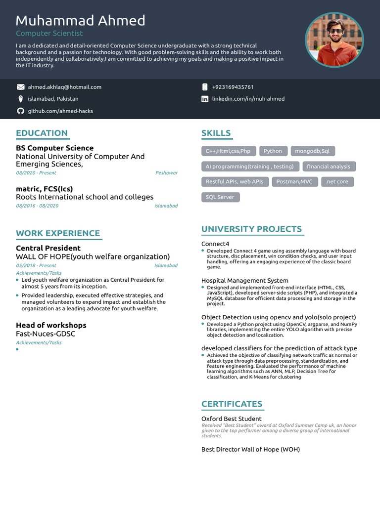 Muhammad's Resume | PDF | Php | Computer Science