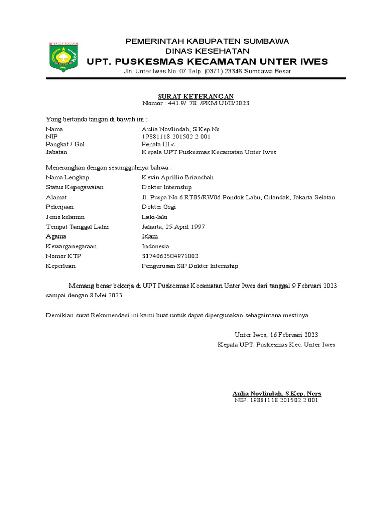Suket Drg. Internship 2023 | PDF