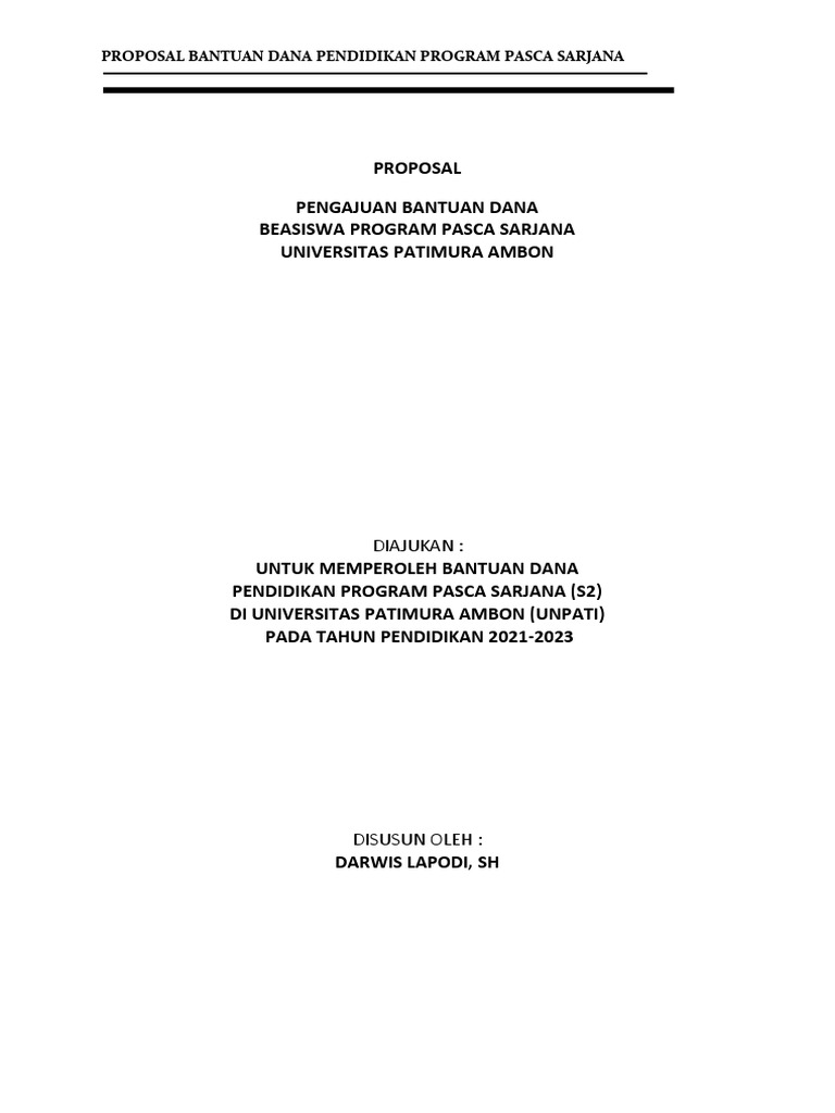 Proposal Bantuan Pasca Sarjana | PDF