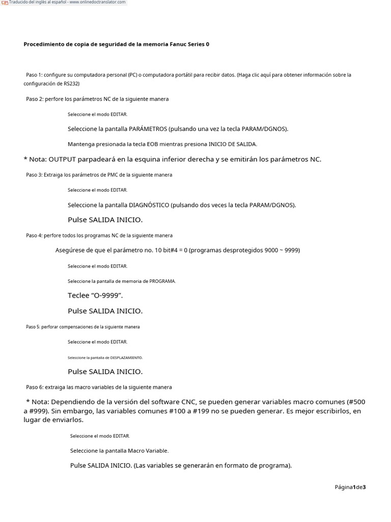 Fanuc 0 Series Backup Restore Procedure - En.es | PDF | Bienes manufacturados | Software