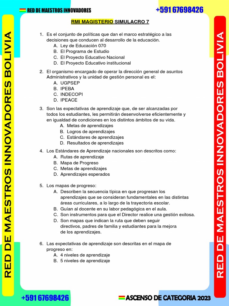SIMULACRO 7 | PDF | Enseñando | Aprendizaje