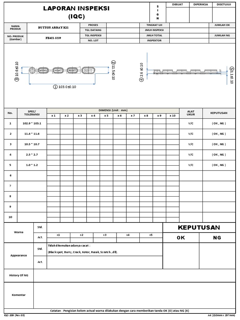 Checksheet BUTTON ARRAY K11 | PDF