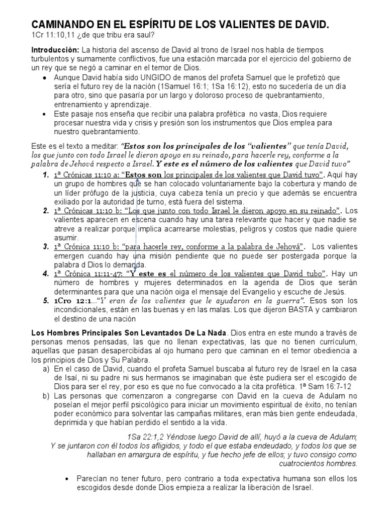 Valientes de David: Liderazgo y Fe | PDF | David | Dios