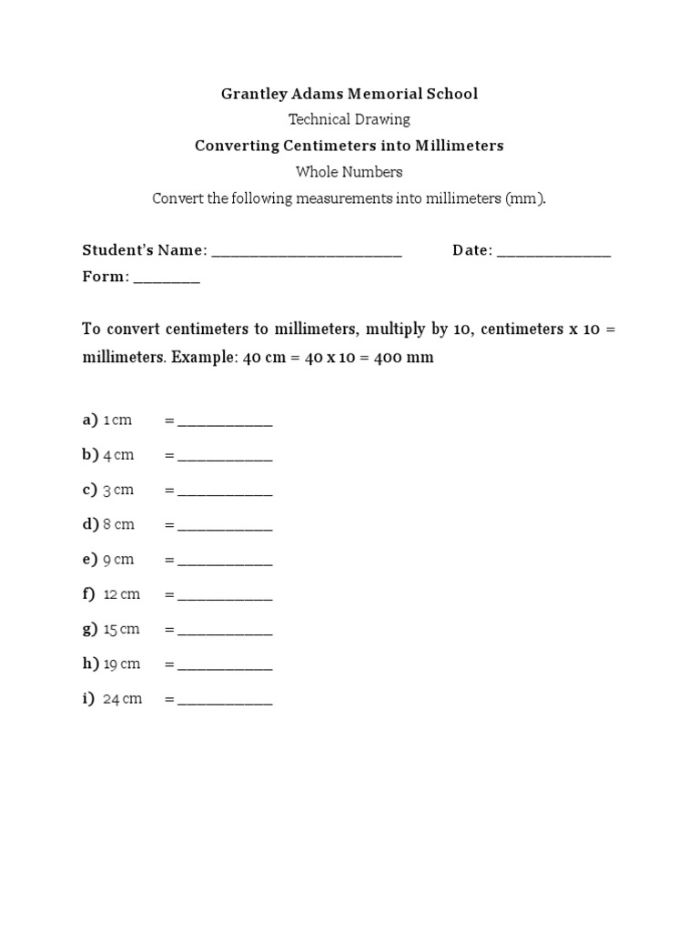 Converting Centimeters Into Millimeters | PDF