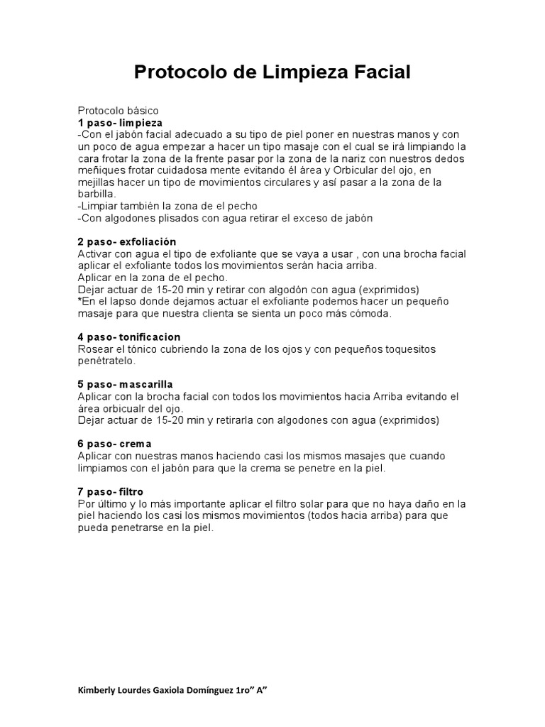 Protocolo de Limpieza Facial Completo | PDF
