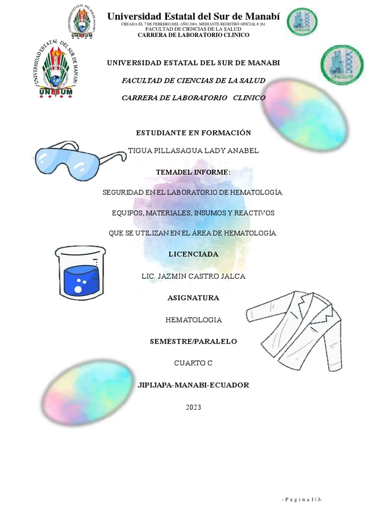 Informe Del 1 Al 7 TIGUA PILLASAGUA LADY ANABEL | PDF | Sangre | Laboratorios