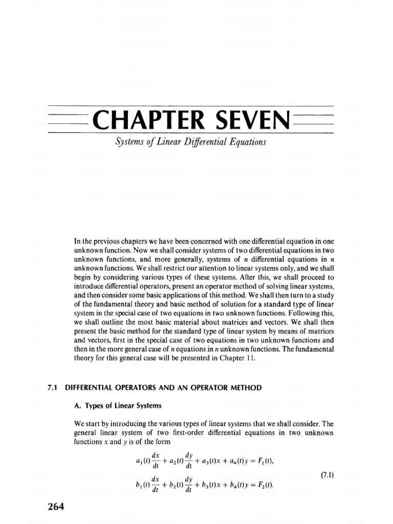 Chapter 7 - Systems of Linear Differential Equations | PDF