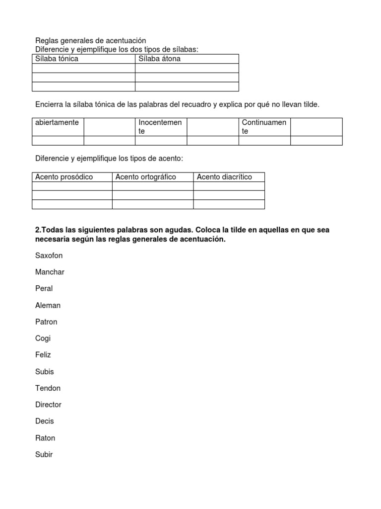 Reglas Generales de Acentuación | PDF | Fonética | Idiomas