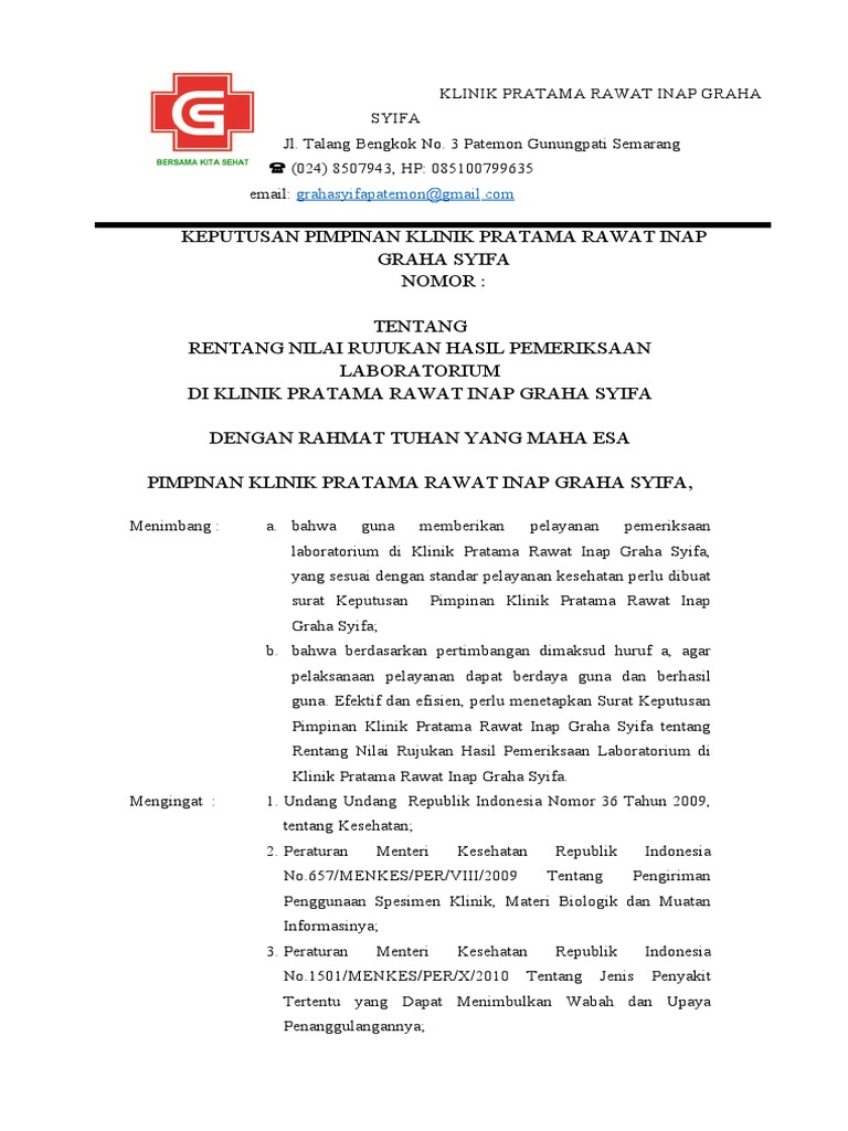 3.13.3 SK Nilai Rujukan Laborat | PDF