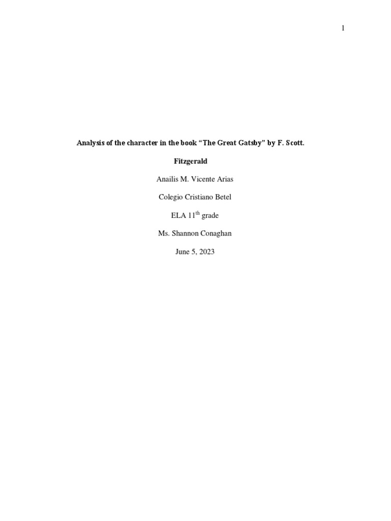 Analysis of The Character of The Great Gatsby2 | PDF | The Great Gatsby ...