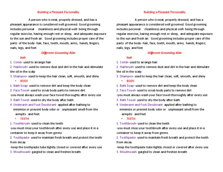 Building A Pleasant Personality | PDF | Toothbrush | Hair