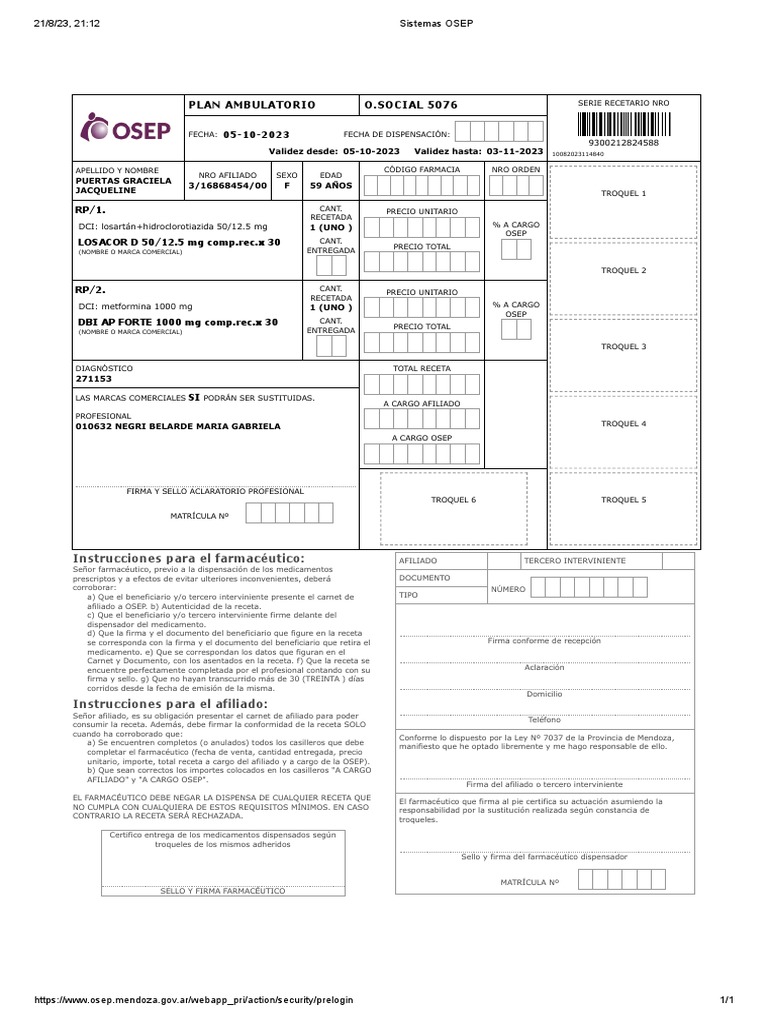 Sistemas OSEP | PDF | Farmacia | Ciencias de la Salud