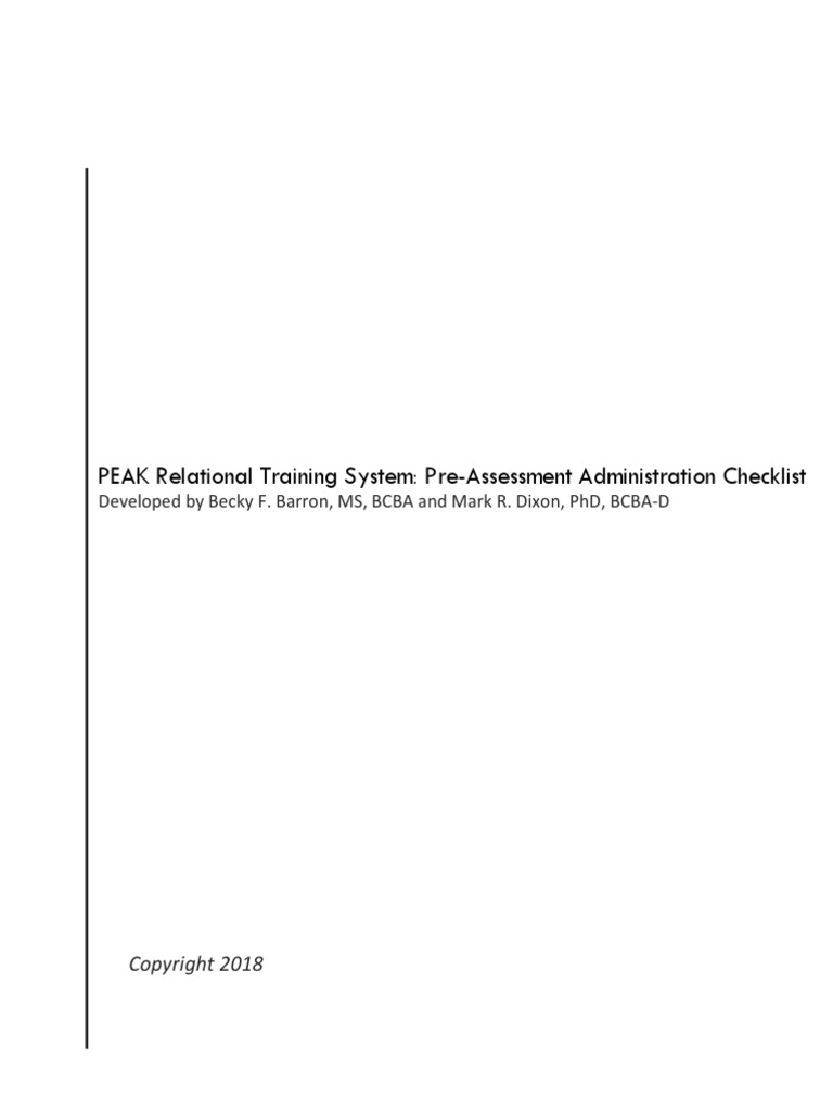 PEAK Pre-Assessment Administration Checklist | PDF | Reinforcement ...
