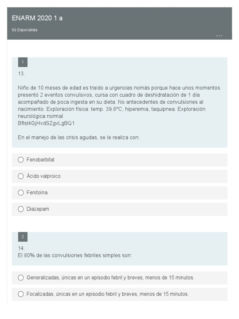 Enarm 2020 | PDF | Diarrea | Enfermedad celíaca