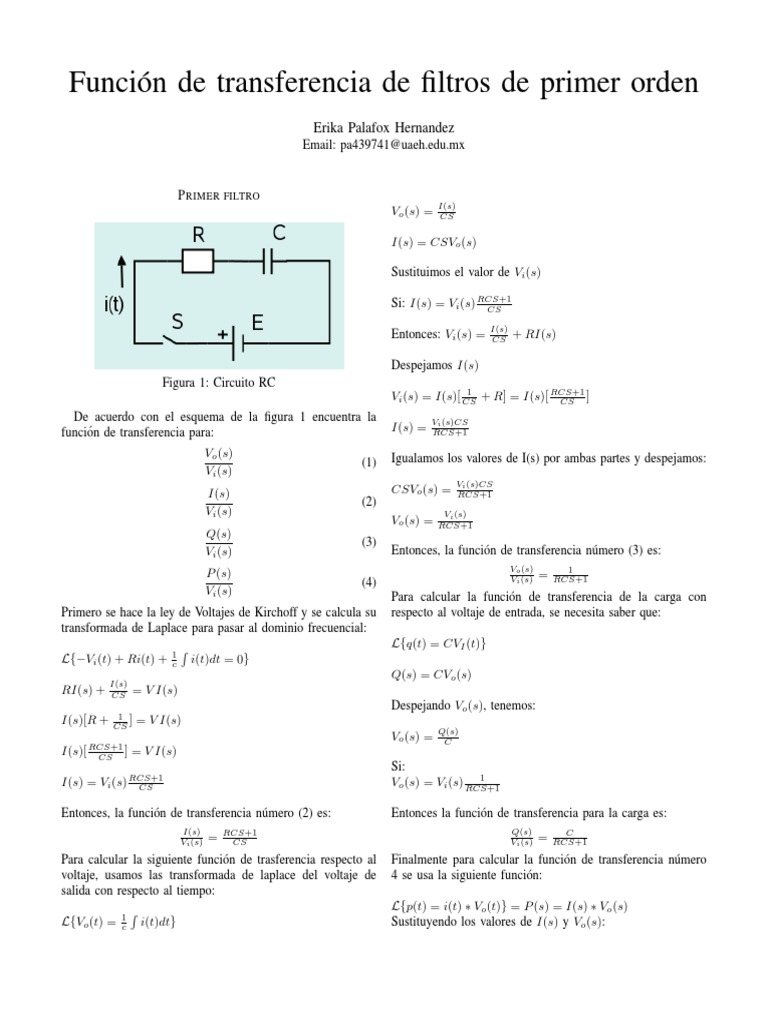 Función de Transferencia Circuitos RC y RL | PDF | Procesamiento de la señal | Algoritmos