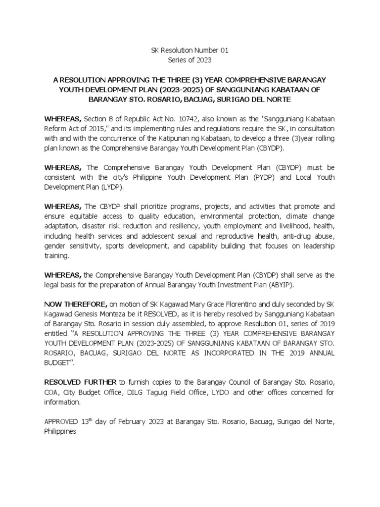 Resolution For CBYDP | PDF