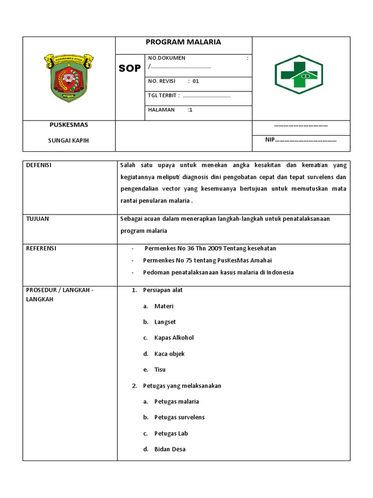 Sop Program Malaria | PDF
