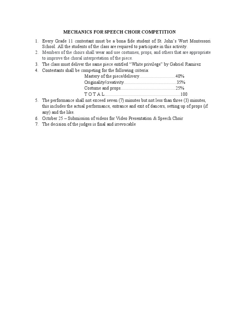 Mechanics For Speech Choir | PDF Mechanics For Speech Choir | PDF