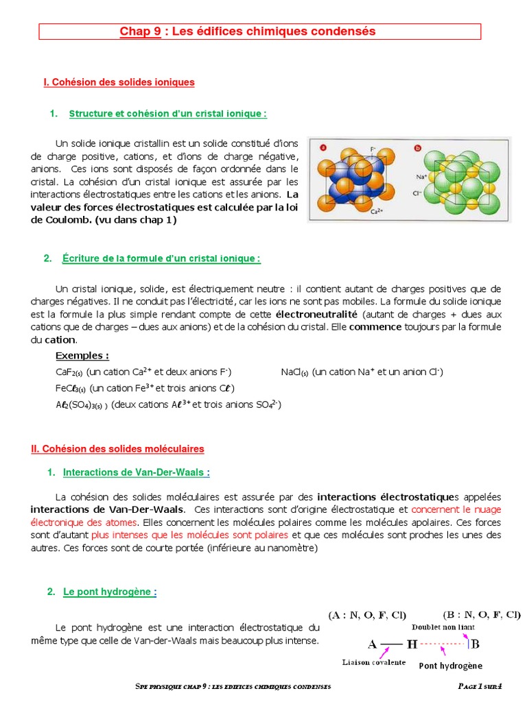 Édifices chimiques condensés en physique | PDF | Polarité (chimie) | Ion