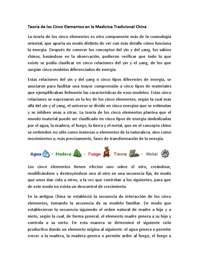 Teoría De Los Cinco Elementos En La Medicina Tradicional China Pdf