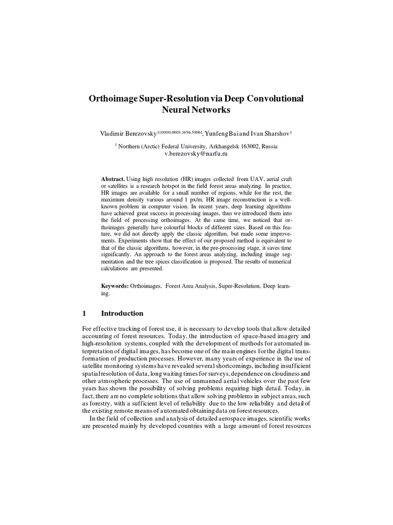 Orthoimage Super-Resolution Via Deep Convolutional Neural Networks | PDF | Computing | Computer ...