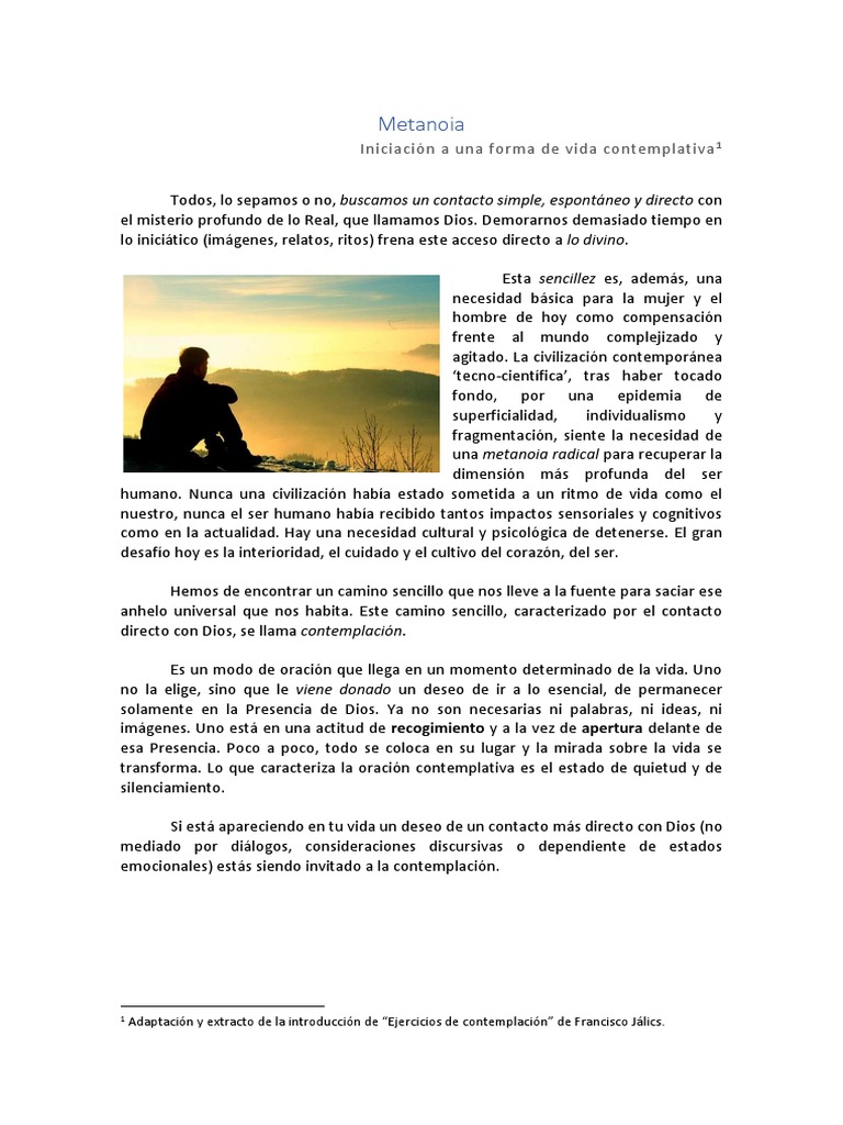 Metanoia Introducción A La Vida Contemplativa | PDF | Ascetismo | Oración