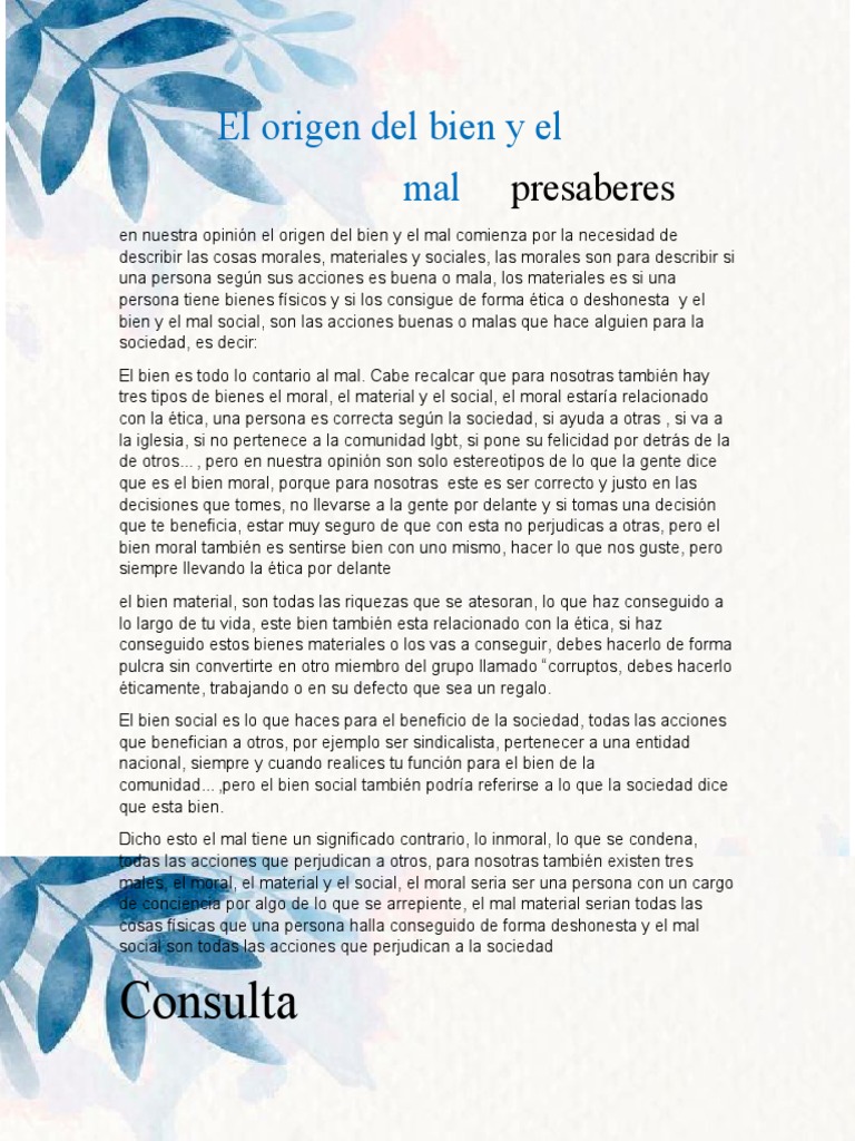 Origen del bien y el mal en la ética | PDF | Mal | Moralidad
