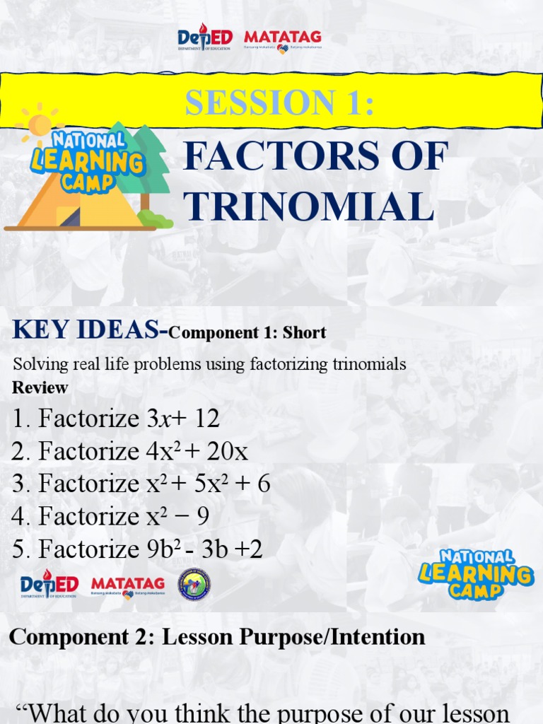 Math 8 Consolidation - Lesson 1 (Real) | Download Free PDF | Factorization | Algebra