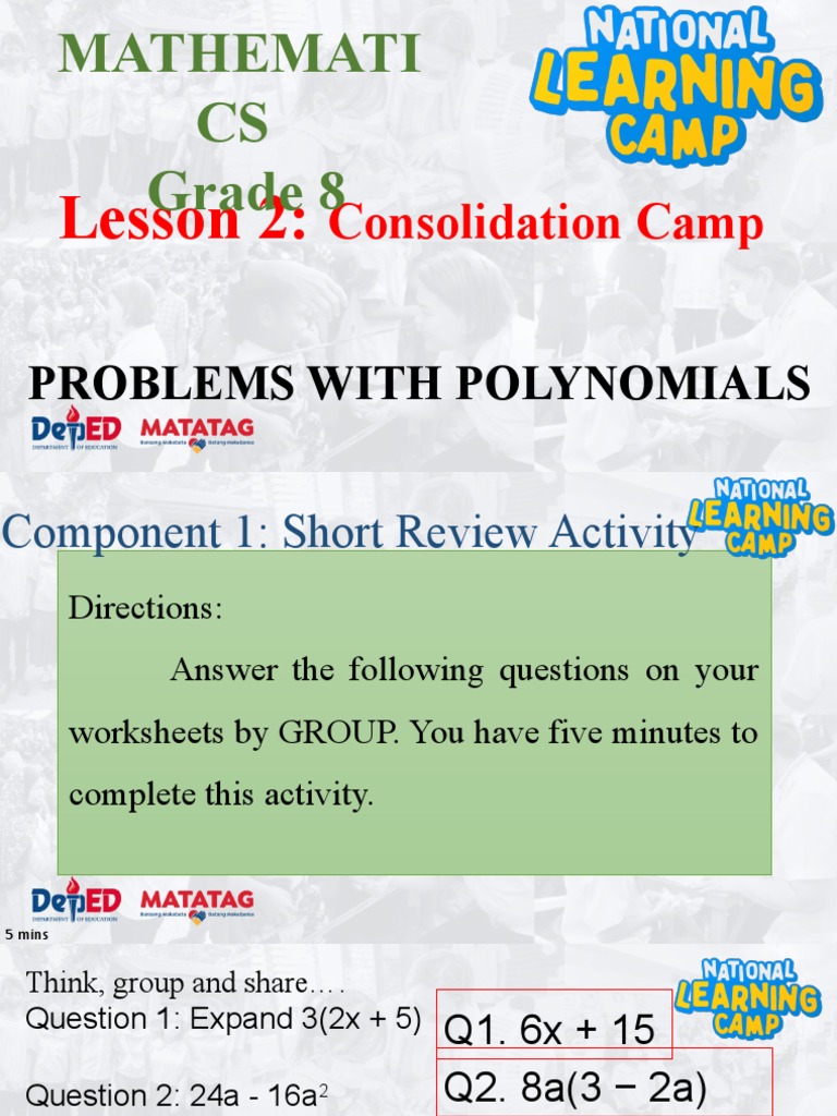 Math 8 Consolidation - Lesson 2 | PDF | Field (Mathematics) | Mathematics