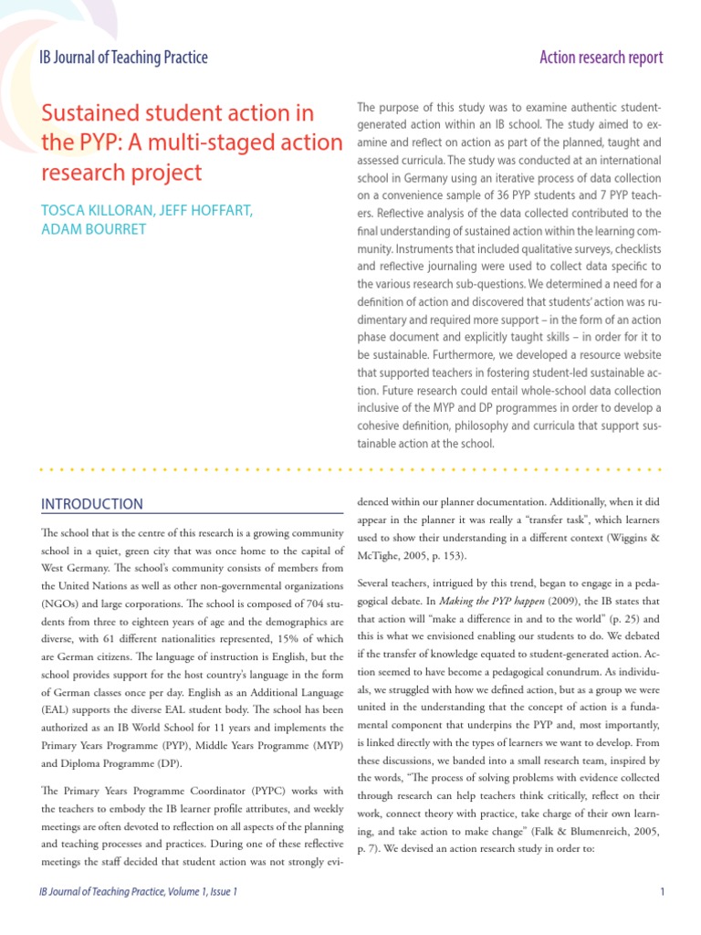 Sustained Student Action in The PYP: A Multi-Staged Action Research ...