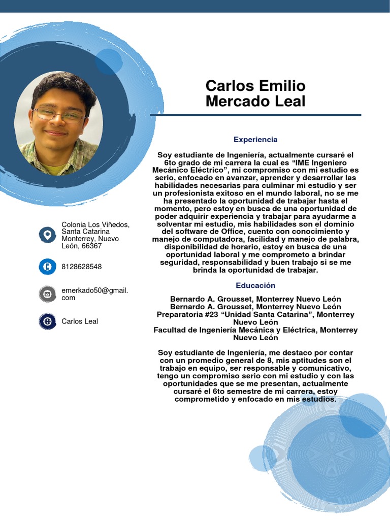 CV Carlos Emilio Mercado Leal | PDF