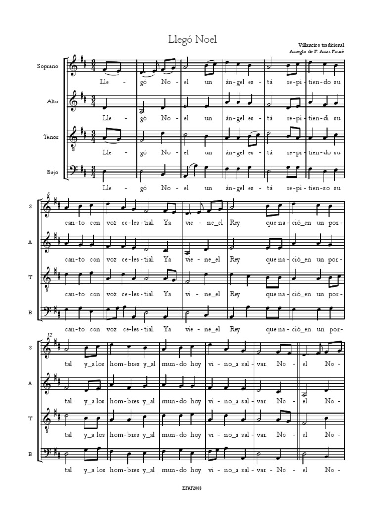 Llego Noel Coro 1 | PDF | Música vocal