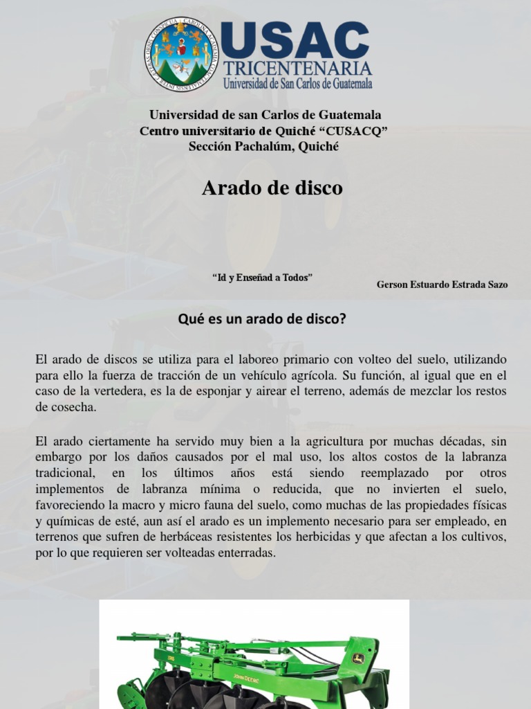 Arado de Disco: Ventajas y Tipos | PDF | Arado | Agricultura