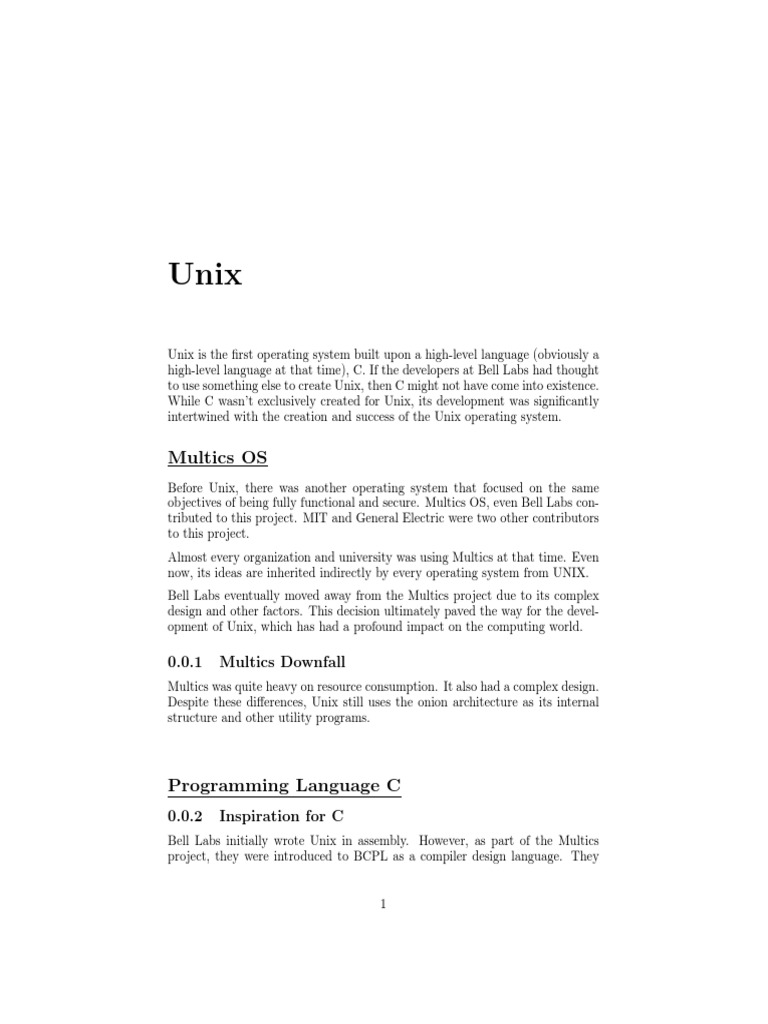 Unix | PDF | Kernel (Operating System) | Operating System