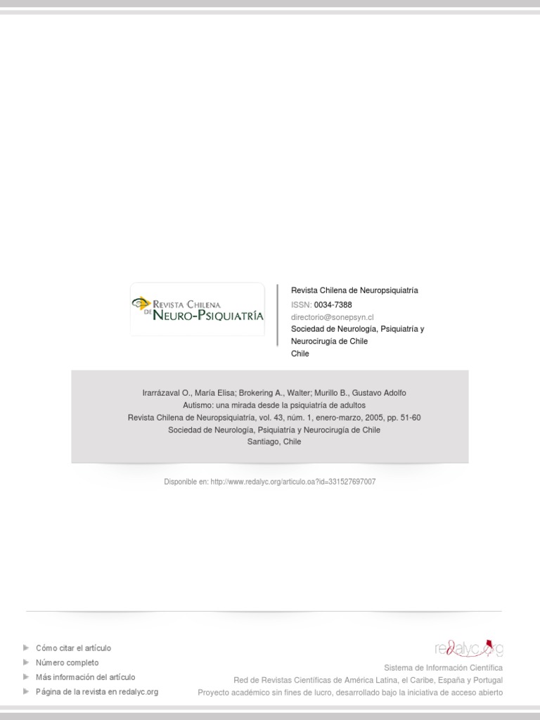 Autismo Una Mirada Desde La Psiquiatría De Adultos L4 Pdf Espectro
